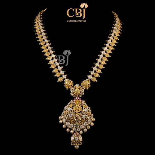 Light Weight Emerald Lakshmi Kasu Haram