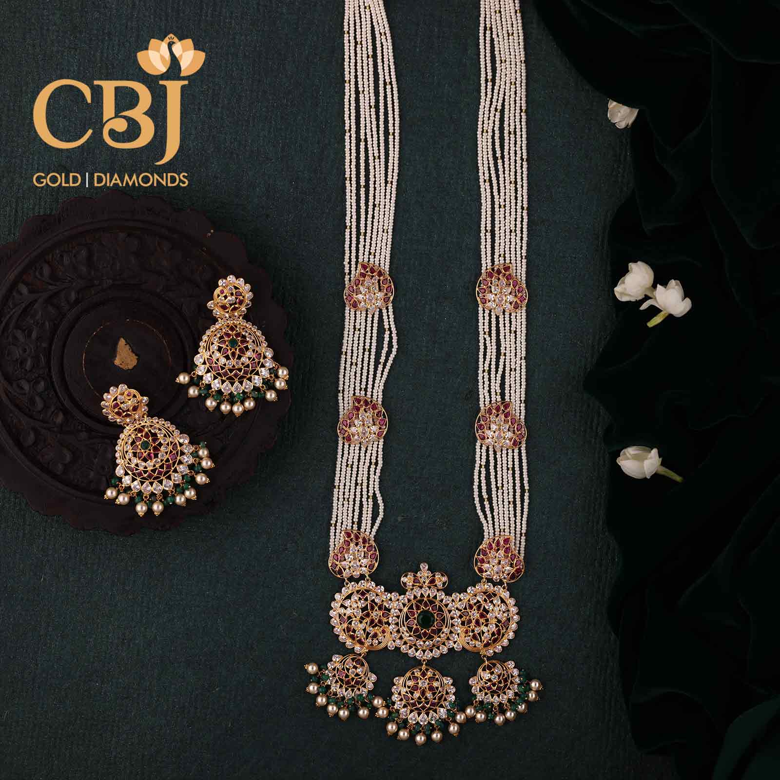 Ultra Lite Wt Rani Pearl Bridal Haar Set